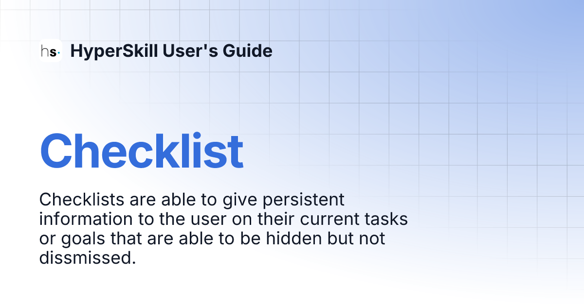 Checklist | HyperSkill User's Guide