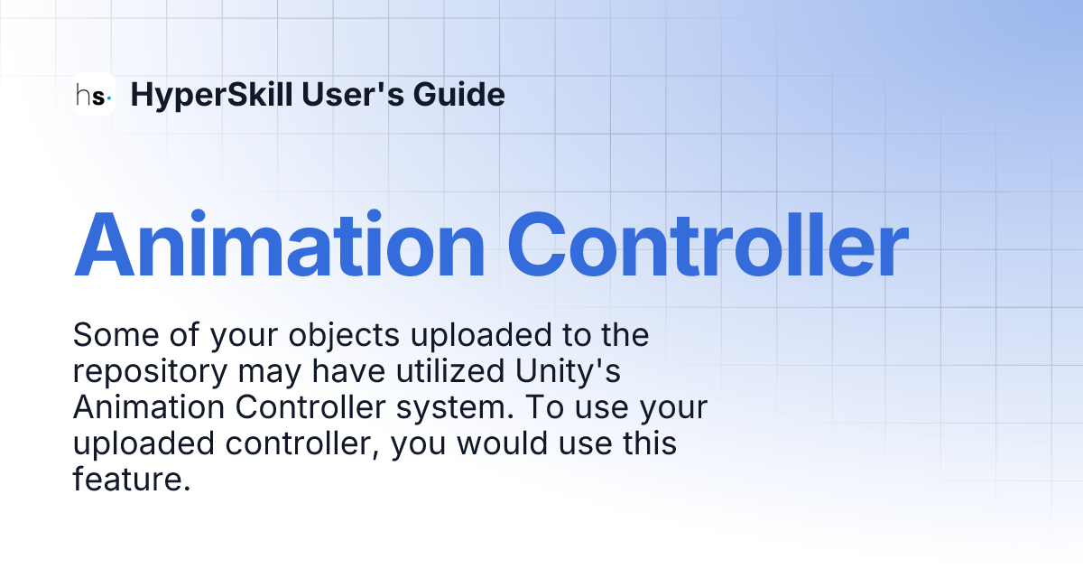 Animation Controller | HyperSkill User's Guide